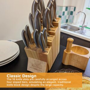 Chef Universal Knife Block Without Knives | 16 Slot | Durable Knife Block & Storage | by Jean Patrique