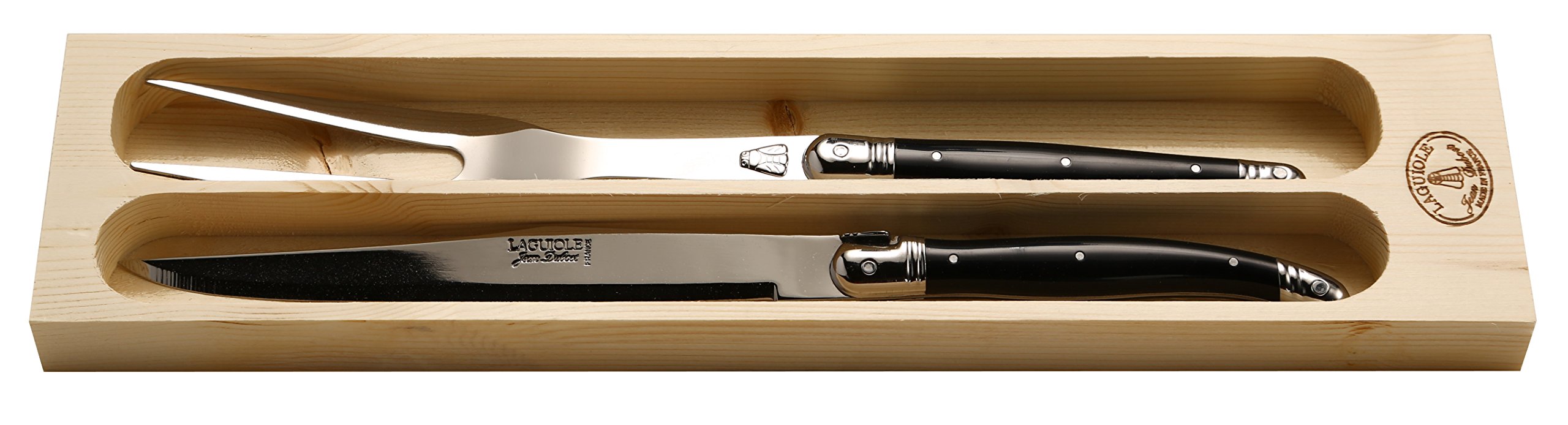 Jean Dubost Carving Set with Handles in a Box, Black, 11 1/2w x 1 1/4d x 1/2h (in)