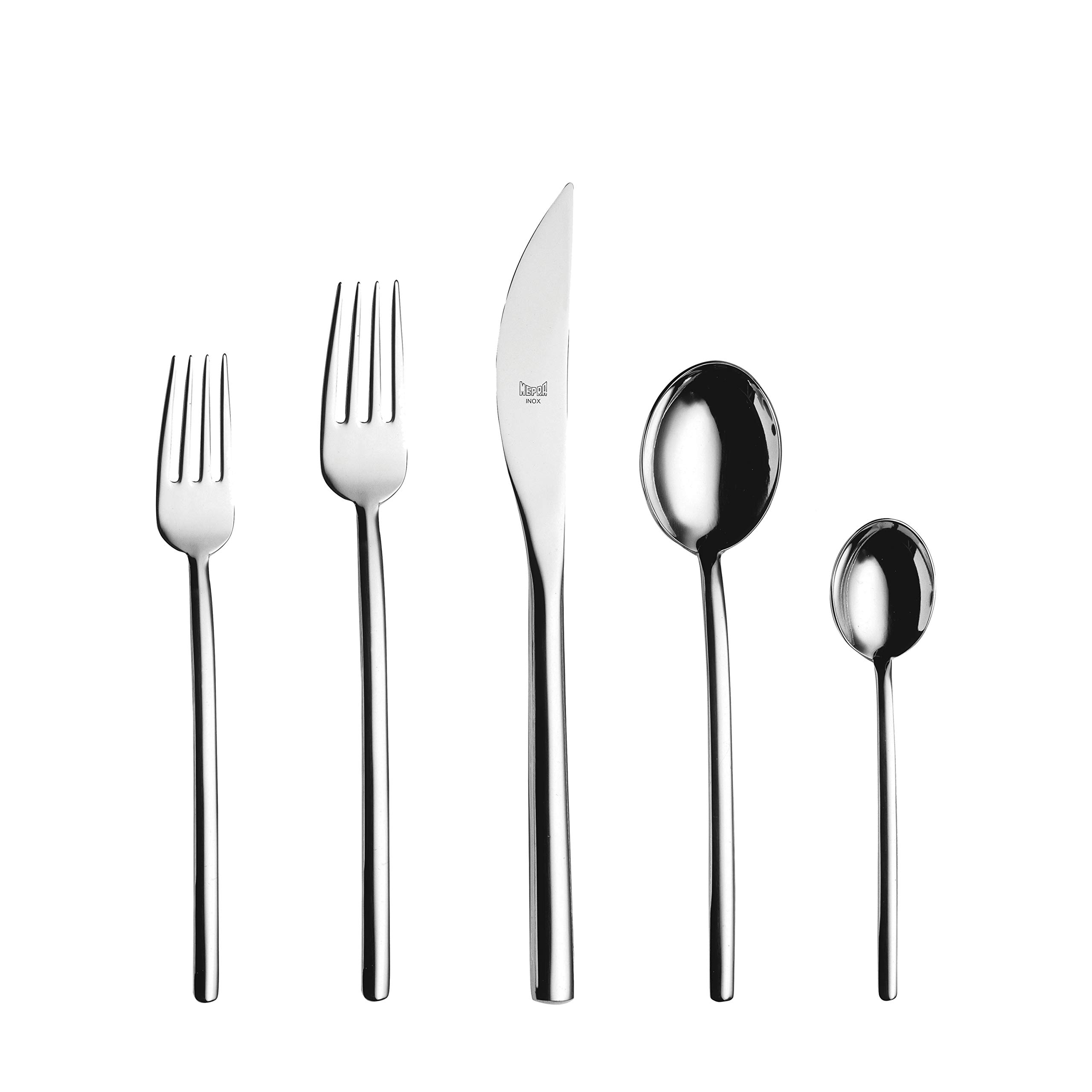 Mepra Due Stainless Steel Cutlery Set for 12, 126 Pieces, Spoons, Forks and Knives, Silver