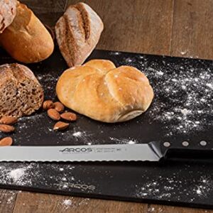 ARCOS Bread Knife 8 Inch Stainless Steel. Kitchen Serrated Knife with Ergonomic Polyoxymethylene Handle and 240mm Blade. Series Universal. Color Black