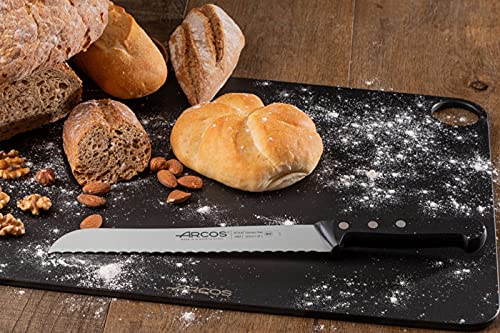 ARCOS Bread Knife 8 Inch Stainless Steel. Kitchen Serrated Knife with Ergonomic Polyoxymethylene Handle and 240mm Blade. Series Universal. Color Black