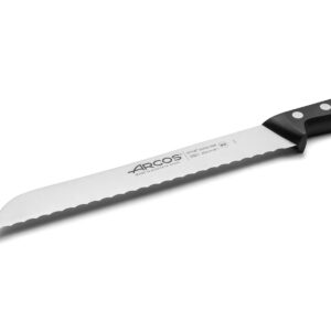 ARCOS Bread Knife 8 Inch Stainless Steel. Kitchen Serrated Knife with Ergonomic Polyoxymethylene Handle and 240mm Blade. Series Universal. Color Black