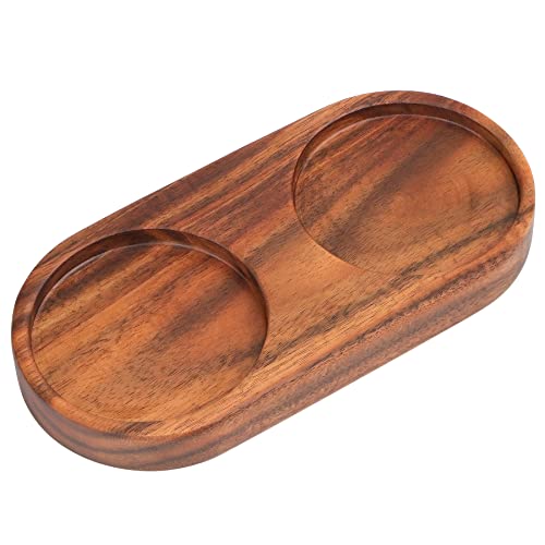 VanlonPro Salt and Pepper Mill Tray, Acacia Wood Tray, Pepper Mill Holder & Rest (Inner Dia 2.5 Inch) fit Many Mills & Shakers, Salt & Pepper Grinder Accessories, Kitchen Storage Holder…