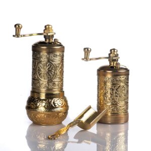 Salt And Pepper Grinder Set - Herb / Pepper Grinder Mill - Spice / Coffee Bean Grinder -Manual (Gold)