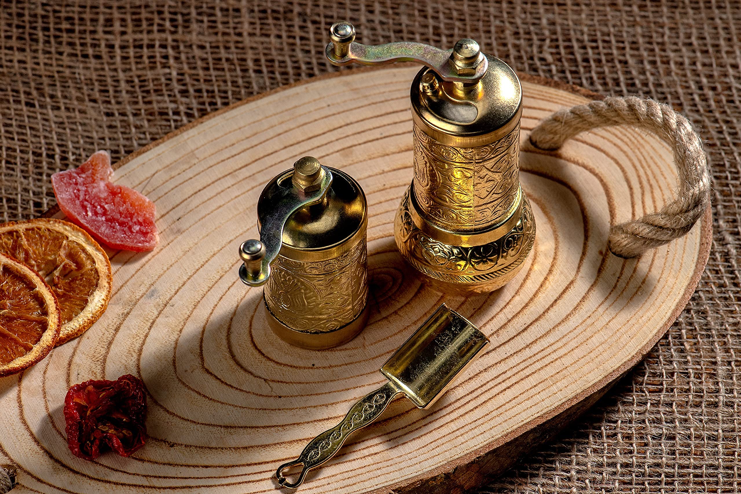 Salt And Pepper Grinder Set - Herb / Pepper Grinder Mill - Spice / Coffee Bean Grinder -Manual (Gold)