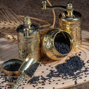 Salt And Pepper Grinder Set - Herb / Pepper Grinder Mill - Spice / Coffee Bean Grinder -Manual (Gold)