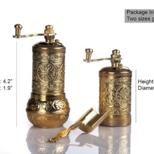 Salt And Pepper Grinder Set - Herb / Pepper Grinder Mill - Spice / Coffee Bean Grinder -Manual (Gold)