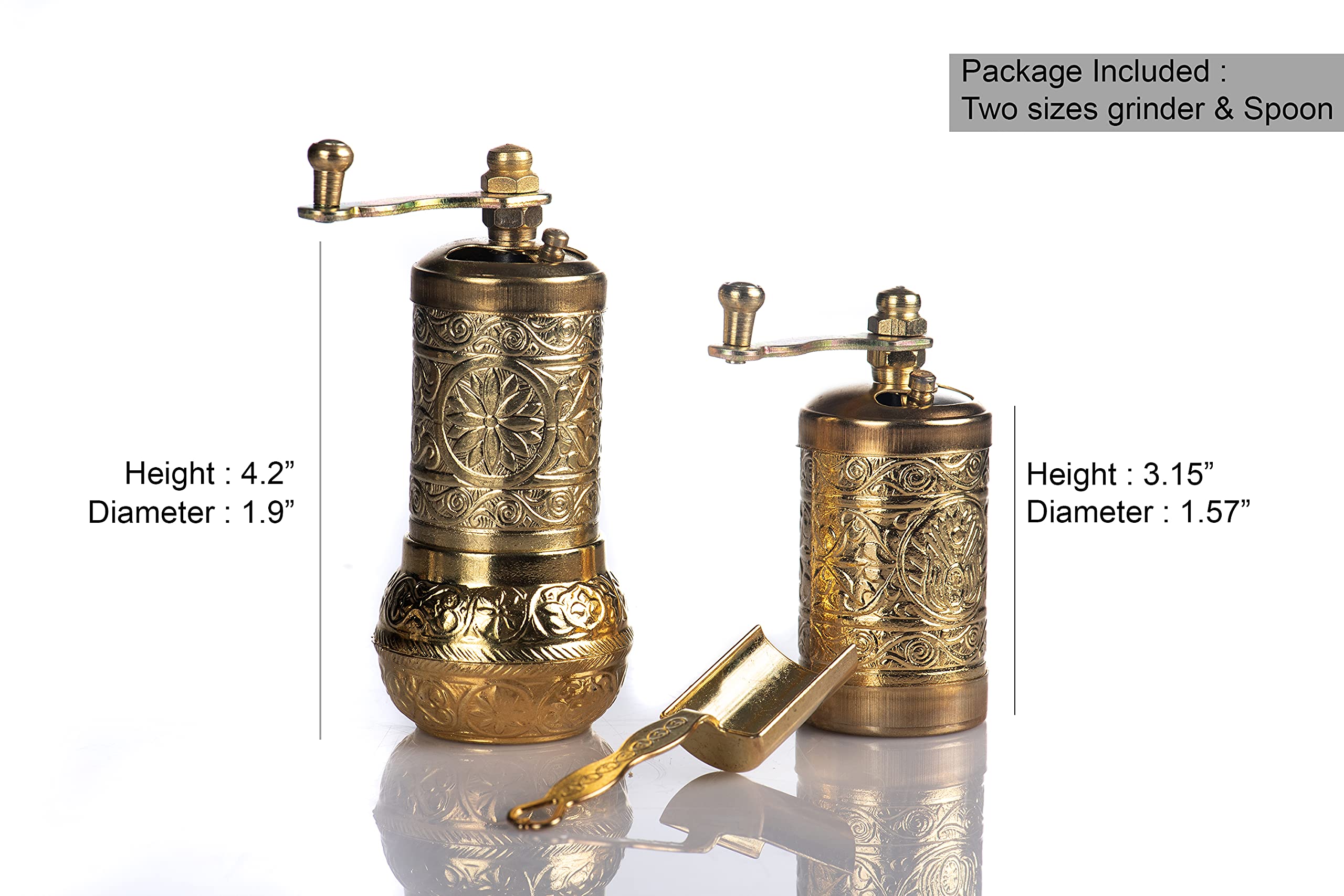 Salt And Pepper Grinder Set - Herb / Pepper Grinder Mill - Spice / Coffee Bean Grinder -Manual (Gold)