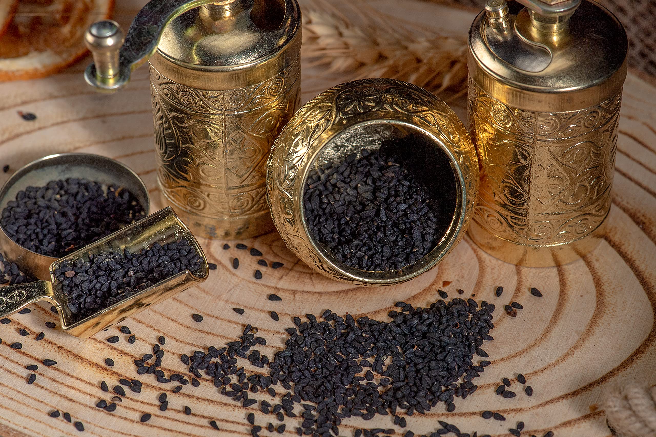 Salt And Pepper Grinder Set - Herb / Pepper Grinder Mill - Spice / Coffee Bean Grinder -Manual (Gold)