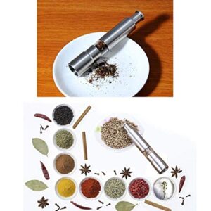 Salt and Pepper Grinder Set of 2,Stainless Steel Push Button Grinder Modern Design Thumb Grinder, for Black Pepper, Sea Salt and Himalayan Salt, Spice and Salt