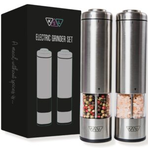 KSL Electric Salt and Pepper Grinder Set - Mother's Day Gift - Adjustable Motorized Electrical Powered Auto Shakers Holiday kit - Automatic Power Mill - Automated Battery Operated Electronic Crusher