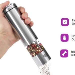 KSL Electric Salt and Pepper Grinder Set - Mother's Day Gift - Adjustable Motorized Electrical Powered Auto Shakers Holiday kit - Automatic Power Mill - Automated Battery Operated Electronic Crusher