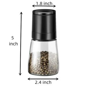 ZeeDa Salt and Pepper Grinder Adjustable Ceramic Sea Salt Grinder & Pepper Grinder Glass Salt and Pepper Shakers Pepper Mill & Salt Mill (Black)