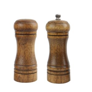 uxcell pepper grinder and salt shaker set 5.5 inch wooden pepper mills shaker with adjustable coarseness for seasoning meal prep cooking dining