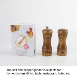 uxcell Pepper Grinder and Salt Shaker Set 5.5 Inch Wooden Pepper Mills Shaker with Adjustable Coarseness for Seasoning Meal Prep Cooking Dining