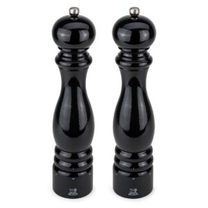 peugeot paris u'select 12-inch pepper & salt mill set, black lacquer