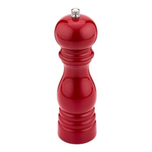 Restaurantware 7.5-IN Classic French Pepper Mill: Perfect for Restaurants, Cafes, & Catered Events - Adjustable Coarseness Pepper Grinder - High Gloss Red Environment-Friendly Rubberwood - 1-CT