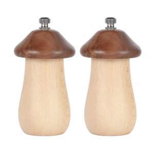 sizikato 2pcs cute mushroom wooden pepper grinder mill