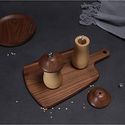 Sizikato 2pcs Cute Mushroom Wooden Pepper Grinder Mill