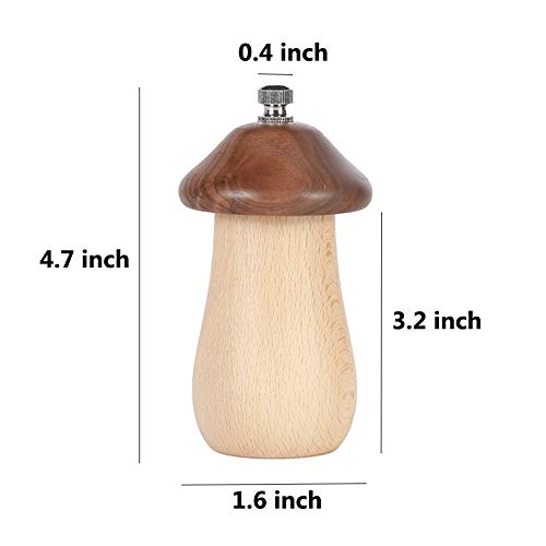 Sizikato 2pcs Cute Mushroom Wooden Pepper Grinder Mill