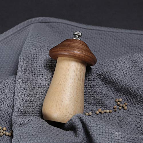 Sizikato 2pcs Cute Mushroom Wooden Pepper Grinder Mill