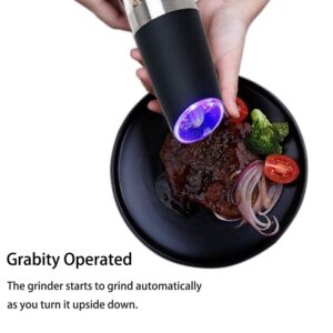 Electric Pepper Grinder Salt Mill Gravity Control Shaker Automatic Operated Battery Powered Large Capacity Transparent Lid Adjustable Coarseness with Led Light……