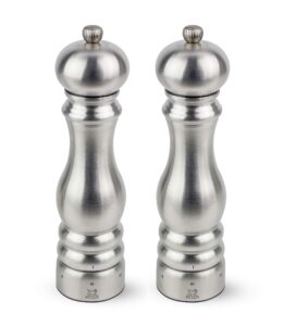 peugeot paris chef u'select stainless steel 9" pepper & salt mill set