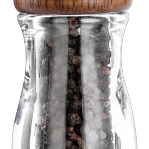 Leden Wood Pepper Grinder Mill, Manual Salt and Pepper Mills refillable with Visible Window, Pepper Shakers, Salt Mill, Adjustable Coarseness Fine to Coarse, 8.6 Inches (1 Pack)