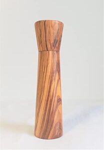 olive wood mills with a ceramic mechanism, grinder (salt, pepper, coffee, dried herbs and many spices), beige, 9x6.5 inch