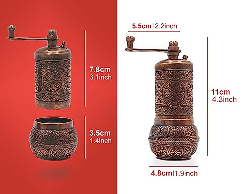 Küchengeräte Decorative Black Pepper & Coffee Grinder Refillable Turkish Spice Mill with Adjustable Coarseness - Manual Pepper Mill with Handle - Spice Grinder Metal with Hand Crank - Best Gift Idea