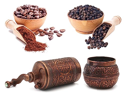 Küchengeräte Decorative Black Pepper & Coffee Grinder Refillable Turkish Spice Mill with Adjustable Coarseness - Manual Pepper Mill with Handle - Spice Grinder Metal with Hand Crank - Best Gift Idea