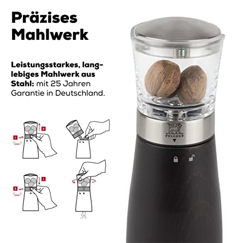 Peugeot - Madras Manual Nutmeg Mill - Spice Grinder - Stainless Steel, Acrylic & Beechwood, Chocolate