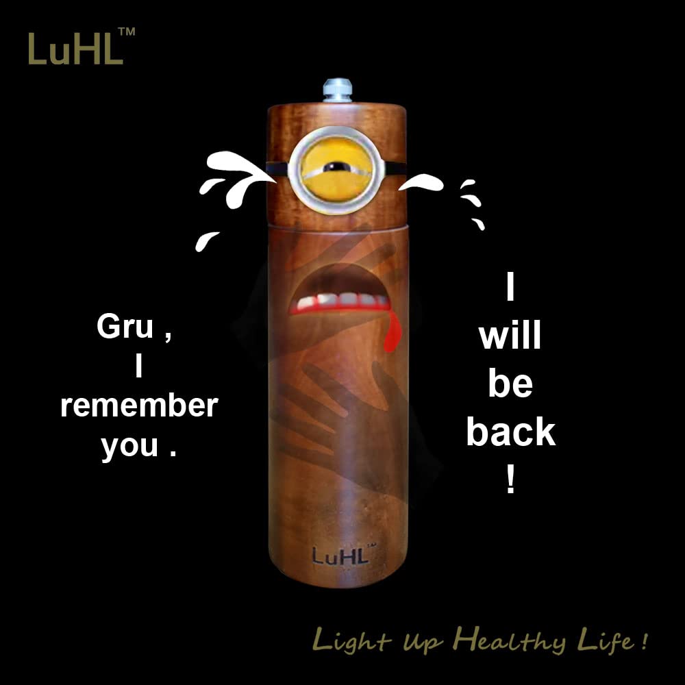 LuHL™ 8 inch Small pretty waist Acacia wooden pepper or salt mill, manual spice grinder