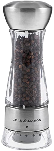 Cole & Mason Gourmet Precision Windermere Pepper Mill, Stainless Steel and Acrylic 16.5 cm