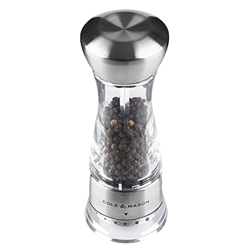 Cole & Mason Gourmet Precision Windermere Pepper Mill, Stainless Steel and Acrylic 16.5 cm