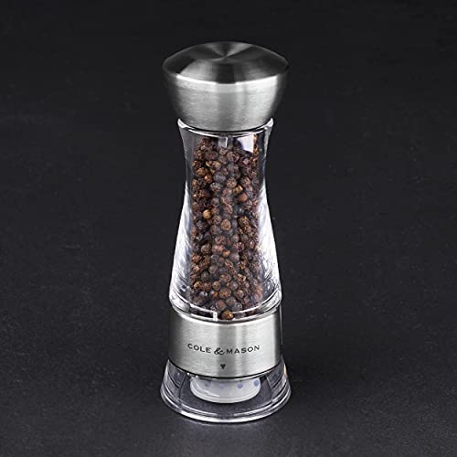 Cole & Mason Gourmet Precision Windermere Pepper Mill, Stainless Steel and Acrylic 16.5 cm