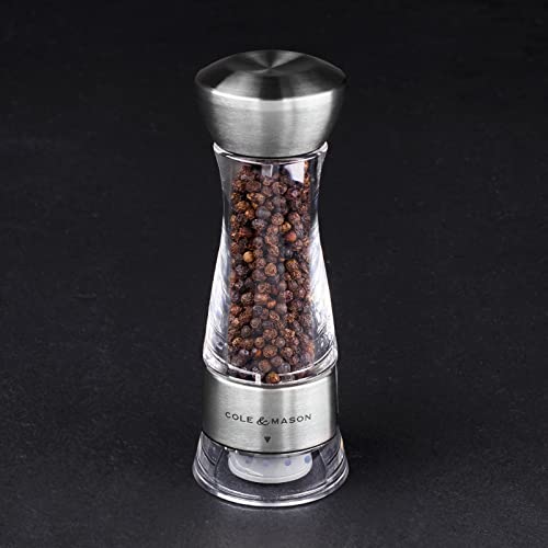 Cole & Mason Gourmet Precision Windermere Pepper Mill, Stainless Steel and Acrylic 16.5 cm