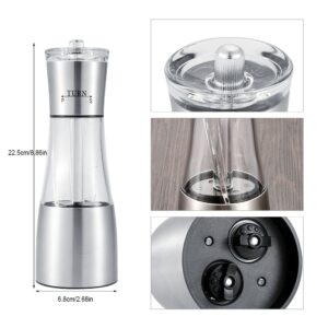 Dual Stainless Steel Pepper Grinder 2 in 1 Kitchen Salt & Pepper Mill Grinder Glass Body Shakers Pepper Mill Adjustable Ceramic Rotor