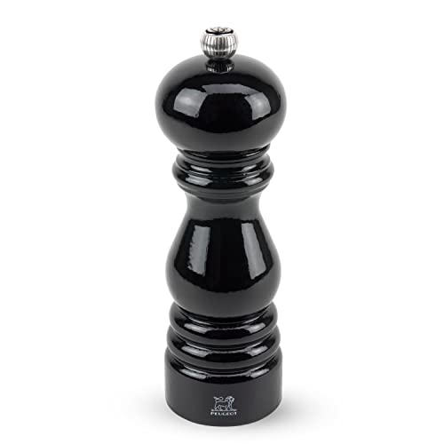 Peugeot 1870418 Paris Manual Pepper Mill Adjustable Grinder - Beechwood, Gloss Black