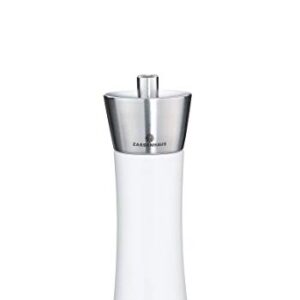 Zassenhaus Augsburg Pepper Grinder Mill, 7-Inch, Gloss White with Stainless Steel