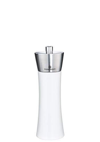 Zassenhaus Augsburg Pepper Grinder Mill, 7-Inch, Gloss White with Stainless Steel