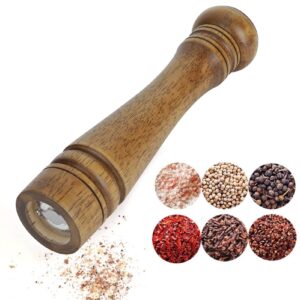 natudeco pepper mills hand operated professional oak wood pepper grinder high end salt pepper household wood salt and pepper grinder manual spice salt pepper mill kitchen tool(10")