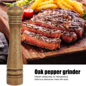 Natudeco Pepper Mills Hand Operated Professional Oak Wood Pepper Grinder High End Salt Pepper Household Wood Salt and Pepper Grinder Manual Spice Salt Pepper Mill Kitchen Tool(10")