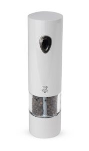 peugeot phenix white lacquered stainless steel electric adjustable pepper mill, 8-inch