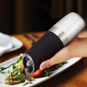 Pepper Grinder Gravity Sensitive Home Kitchen Blue LED Seasoning Stainless Steel Multi-Function Adjustable Thickness Easy To Operate Pepper Mill,B,7.95in