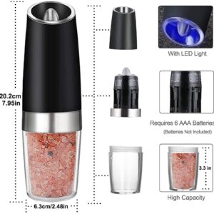 Pepper Grinder Gravity Sensitive Home Kitchen Blue LED Seasoning Stainless Steel Multi-Function Adjustable Thickness Easy To Operate Pepper Mill,B,7.95in