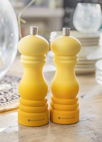 MasterClass Pepper Mill or Salt Grinder with Interchangeable Cap, Plastic, Mustard Yellow Ombré, 17 cm