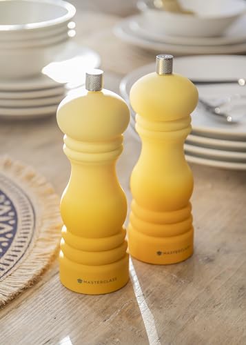 MasterClass Pepper Mill or Salt Grinder with Interchangeable Cap, Plastic, Mustard Yellow Ombré, 17 cm