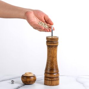 UUYYEO Wooden Pepper Grinder Mill Manual Salt Grinder Refillable Pepper Mill Shaker Spice Grinder with Adjustable Coarseness 5 Inch