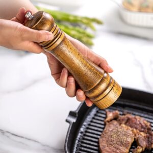 UUYYEO Wooden Pepper Grinder Mill Manual Salt Grinder Refillable Pepper Mill Shaker Spice Grinder with Adjustable Coarseness 5 Inch